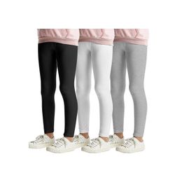 L&K-II 7/8-Leggings 2708-3er (3er-Pack) Basic Uni Farbe Mädchen Tanzhose aus Baumwolle