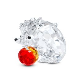 Swarovski Dekofigur Kristallfigur Igel mit Apfel, 5532203 (1 St), Swarovski® Kristall mit schwarzem Emaille, rot|schwarz