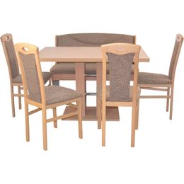 HOFMANN LIVING AND MORE Essgruppe 6tlg. Tischgruppe, (Spar-Set, 6-tlg., 6tlg. Tischgruppe), Stühle montiert, braun
