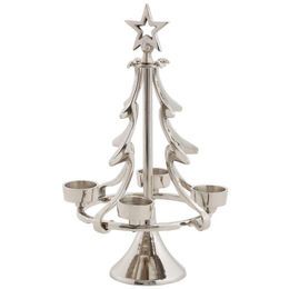 my home Adventsleuchter Jason, Weihnachtsdeko (1 St), Kerzenhalter im besonderen Design, Tannenbaum aus Aluminium, silberfarben