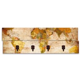 Artland Garderobenleiste Weltkarte, teilmontiert, braun