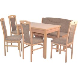 HOFMANN LIVING AND MORE Essgruppe 6tlg. Tischgruppe, (Spar-Set, 6-tlg., 6tlg. Tischgruppe), Stühle montiert, braun