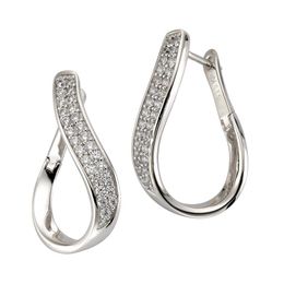 Celesta Silber Ohrring 925/- Sterling Silber Zirkonia weiß 2,8cm Glänzend