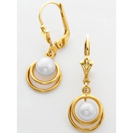 Paar Ohrhänger Lady Ohrringe Gr. Perle ct, Perlen, goldfarben (gelbgold 375) Damen Ohrhänger