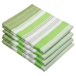 ZOLLNER 4er Set Geschirrtücher Baumwolle 50x70 cm grün-weiß