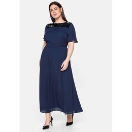 sheego Abendkleid Große Größen mit schimmernden Pailletten, blau