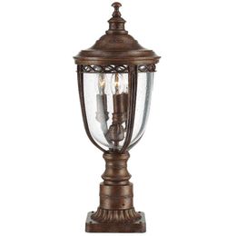 etc-shop Außenleuchten Sockelleuchte Laterne Gartenlampe Bronze 3 Flammig h 55,2 cm