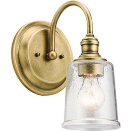 etc-shop Wandleuchte Lampe Stahl Glas Messing h 29,2cm 1 Flammig Flurleuchte Treppenlampe