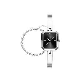 Paul Valentine Ethereal Watch & Curb Bracelet Set Silver