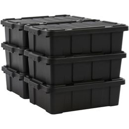 IRIS OHYAMA - Kunststoff-Aufbewahrungsbox, 25 l Garagen-Aufbewahrungsbox, 4er-Set, DDSKT-230, Schwarz, stapelbar, Verschlussklammern – B57,5 x T38 x