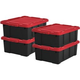 43L Plastik Aufbewahrungsbox für die Garage, 4er Set, DDSKT-430, Schwarz/Rot, B64 x T45 x H23 cm. - IRIS OHYAMA