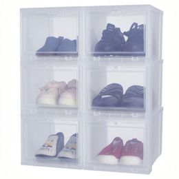 IRIS OHYAMA - Schuhkartons aus Kunststoff, 14 l, 6er-Set, BPA-frei, eudf-m, transparent, stapelbar, Verschlussclips – B35,5 x T28 x H18 cm