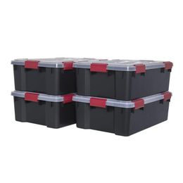 IRIS OHYAMA - 4er-Set Aufbewahrungsboxen, 30 l - luftdicht - L59 x B39 x H19 cm - Schwarz