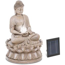 Hillvert - Solar Gartenbrunnen Solarbrunnen Zierbrunnen Wasserspiel sitzende Buddhafigur led