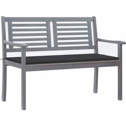 MAISONCHIC - 2-Sitzer-Gartenbank Doppelsitzbank/Ruhebank Gartenstuhl mit Auflage 120 cm Grau Eukalyptusholz XZZZ460554