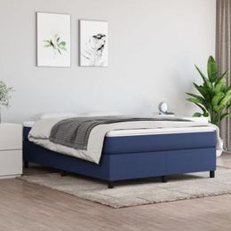 MAISONCHIC Boxspringbett Doppelbett Bett für Schlafzimmer Blau 140x200 cm Stoff DE78395