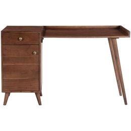 Miliboo Vintage-Schreibtisch mit Schubladenelement aus massivem Akazienholz B130 cm roby - Holz hell / Weiß