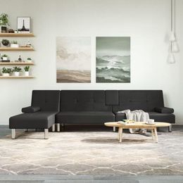 MAISONCHIC - Schlafsofa in L-Form, Ecksofa, Schlafcouch, Sofabett, Wohnzimmersofa Schwarz 255x140x70 cm Kunstleder WFV5186