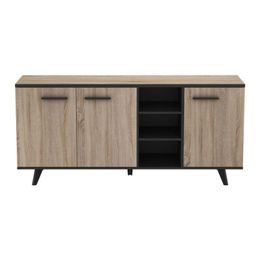 Sideboard 3 türen ebony - Eiche / Schwarz