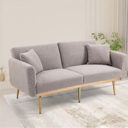 Sofa, umwandelbar in 3 Positionen, Metallbeine, Samt, grau, 162 x 80 x 78 cm