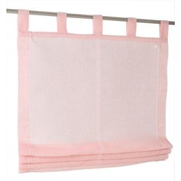 Raffrollo Brondby, Kutti, mit Schlaufen, freihängend, halbtransparent, Polyester, Schlaufen, rosa