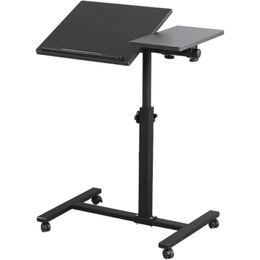Haloyo - Mobiler Schreibtisch mit 4 Rollen, Stehpult Höhenverstellbar,Mobile Workstation, Laptoptisch mit Tastaturablage, für Wohnzimmer,