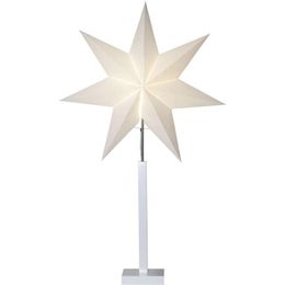 STAR TRADING - Standleuchte Stern Karo, weiß/Papier, beige