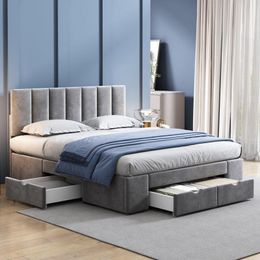 Polsterbett Doppelbett Stauraumbett Bett mit Lattenrost (Mit 4 Schubladen (140x200 cm) Okwish