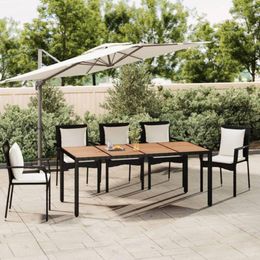 Gartentisch,Terrassentisch,Gartenmöbel mit Holzplatte Schwarz Poly Rattan & Akazienholz VMEC928276 MAISONCHIC