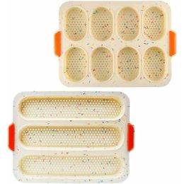 Hiasdfls - 2 Stück Antihaft-Silikon-Backblech französisches Brot Backblech Silikon-Brotform Kekse Toastformplatte zum Backen Bäcker Küche Kuchenformen