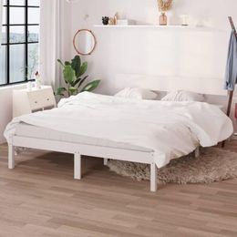 MAISONCHIC Massivholzbett Doppelbett Bett für Schlafzimmer Weiß Kiefer 120x190 cm uk Small Double DE51310