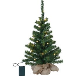 STAR TRADING - LED-Tannenbaum im Jute-Sack, ca. 60 cm x 32 cm, 20 warm white led, Timer, Batterie