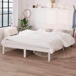 MAISONCHIC Massivholzbett Doppelbett Bett für Schlafzimmer Weiß Kiefer 135x190 cm uk Double DE11194