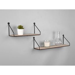 Mirrors and More - Wandregale - 2er set dana Metall Schwarz Holzboden, 45cm & 30cm breit