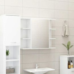 Bad-Hängeschränke - Badezimmer Spiegelschrank Hochglanz-Weiß 80x20,5x64 cm Holzwerkstoff -BNC67545 - Weiß
