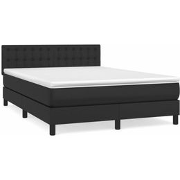 MAISONCHIC Bettgestell mit Matratze,Betten für Erwachsene,Boxspringbett,Schlafzimmerbett Schwarz 140x200 cm Kunstleder -Maison 97916 - Schwarz