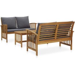 3-tlg. Garten-Lounge-Set Gartenmöbel-Set Terrassen-Sitzgruppe mit Auflagen Massivholz Akazie ZDEH78455 MAISONCHIC