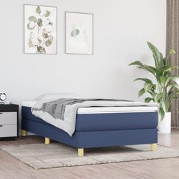 MAISONCHIC Boxspringbett Einzelbett Bett für Schlafzimmer Blau 90x200 cm Stoff DE59537
