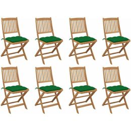 MAISONCHIC 8 Stk.Gartenstühle mit Kissen,Klappbare Relax-Sessel,Gartenmöbel Massivholz Akazie -69956