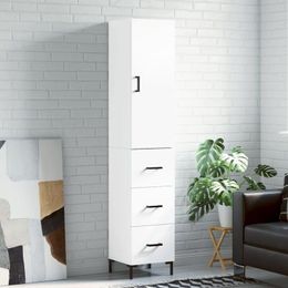 Sideboard Highboard für Wohnzimmer - Schrank Kommode Anrichte Weiß 34,5x34x180 cm Holzwerkstoff -FV83819