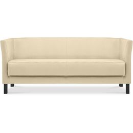 Especto Modernes Sofa 3 Sitzer aus Kunstleder, cremig - Konsimo