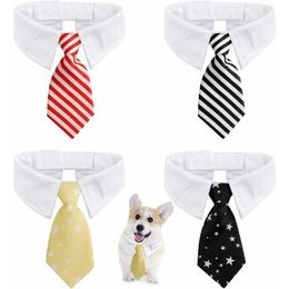 Hiasdfls - 4 Stück Haustier-Krawatten, verstellbare Hundefliege, Krawatten für kleine Hunde, Katzen, Welpen, Kätzchen, Krawatten, Pflegezubehör