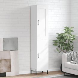 MAISONCHIC Sideboard Wohnzimmer-Anrichte,Highboard Hochglanz-Weiß 34,5x34x180 cm Holzwerkstoff FSW78108