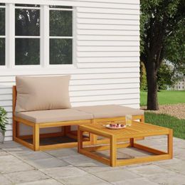 MAISONCHIC - 3-tlg. Garten-Lounge-Set, Gartenmöbel, Sitzgruppe Gartenset mit Kissen Massivholz Akazie LLOAQ566121