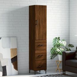 Sideboard 34,5x34x180 cm,Highboard für Wohnzimmer - Schrank Kommode Anrichte Braun Eichen-Optik Holzwerkstoff -FV76520