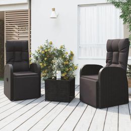 3-tlg. Garten-Lounge-Set Gartenmöbel-Set Terrassen-Sitzgruppe Schwarz Poly Rattan & Stahl ZDEH51570 MAISONCHIC