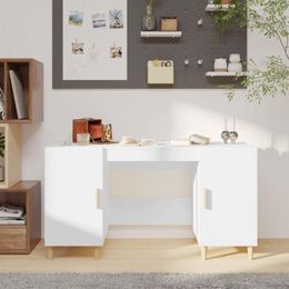 Bonnevie - Schreibtisch Computertisch - Bürotisch Weiß 140x50x75 cm Holzwerkstoff BV677412