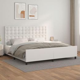 Bettgestell,Schlafzimmerbett mit Kopfteil Weiß 200x200 cm Kunstleder vidaXL