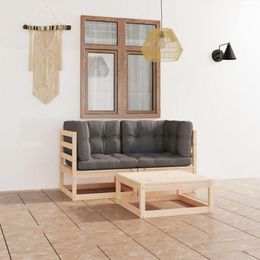 MAISONCHIC - 3-tlg. Garten-Lounge-Set Gartenmöbel-Set Terrassen-Sitzgruppe mit Kissen Kiefer Massivholz ZDEH57297