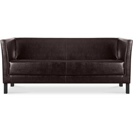 Especto Modernes Sofa 3 Sitzer aus Kunstleder, dunkelbraun - Konsimo